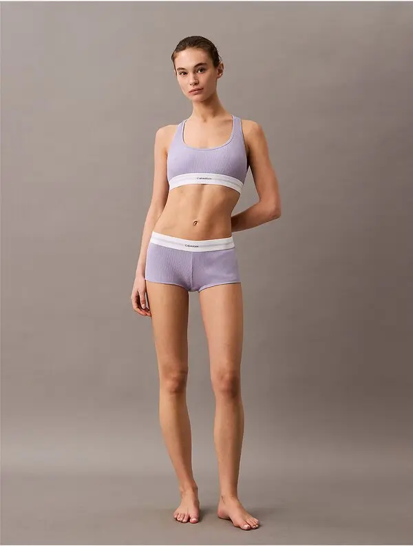Calvin Klein Cotton Modal Stretch Rib Boyshort - Lilac Quartz