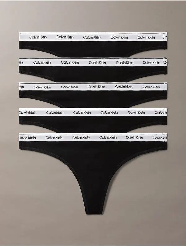 Calvin Klein Icon Logo 5-pack Thong - Black X5 W/ Classic White Wb