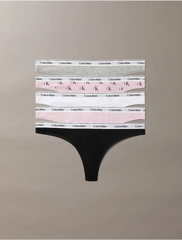 Calvin Klein Icon Logo 5-pack Thong - Black/classic White/triple Stripe Small Black/subdued/grey Heather