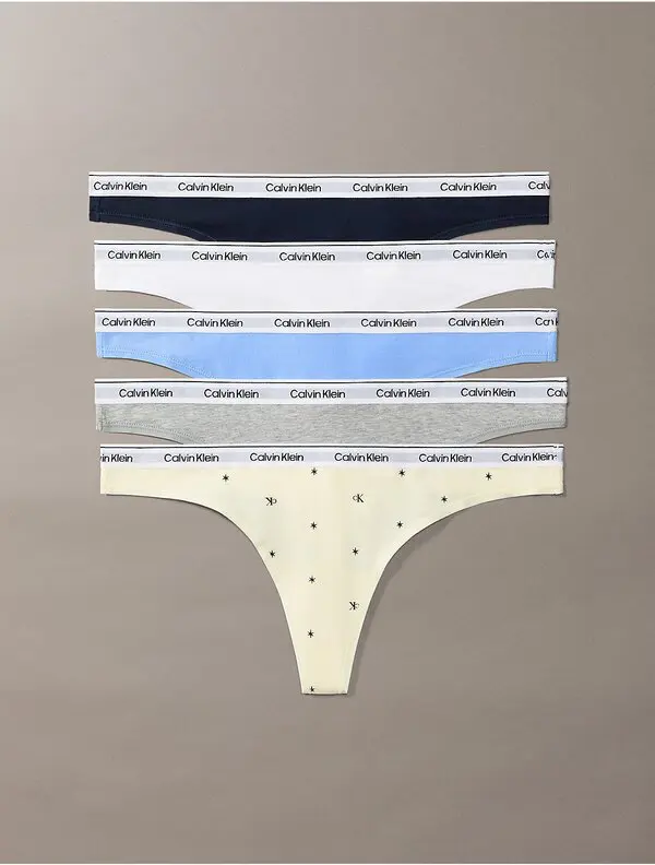 Calvin Klein Icon Logo 5-pack Thong - Shoreline Blue Multi
