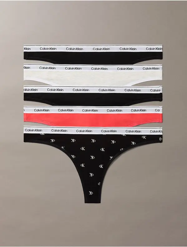 Calvin Klein Icon Logo 5-pack Thong - Snow Heather Multi