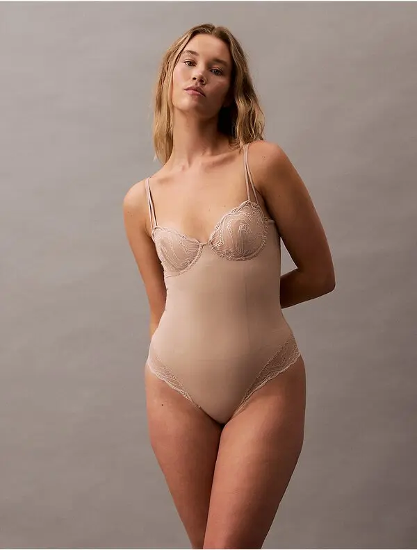 Calvin Klein Sensual Stretch Lace Bodysuit - Cedar