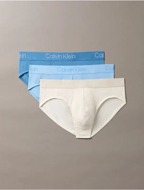 Calvin Klein Ultra Soft Modal 3-pack Hip Brief - Oatmeal Heather/gulf Blue /liberty Blue