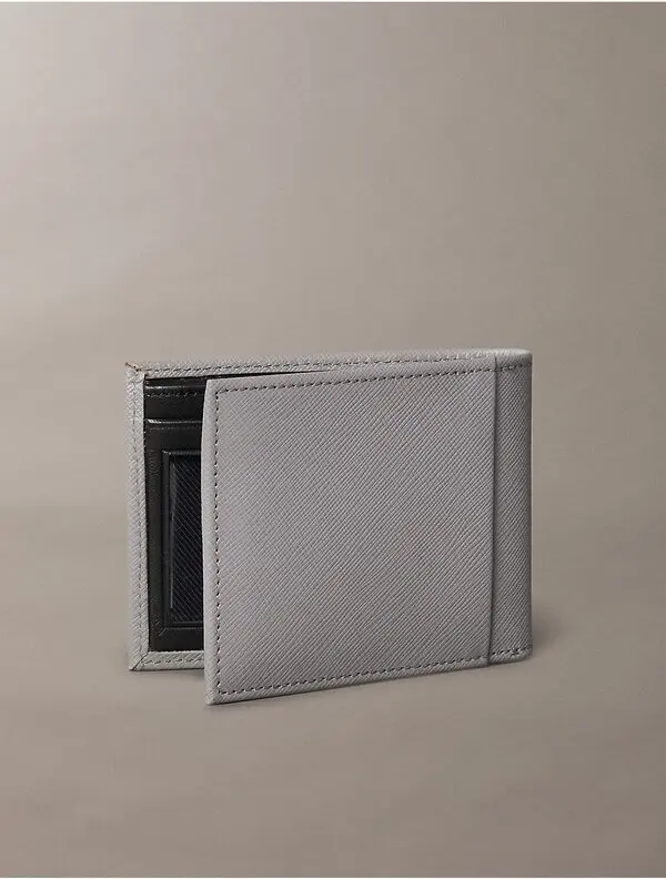 Calvin Klein Saffiano Leather Slim Bifold Wallet - Titanium