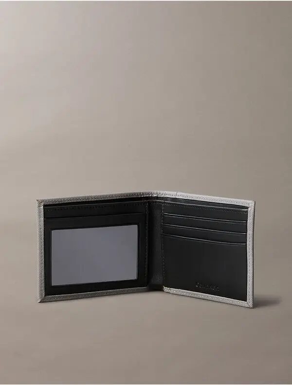 Calvin Klein Saffiano Leather Slim Bifold Wallet - Titanium