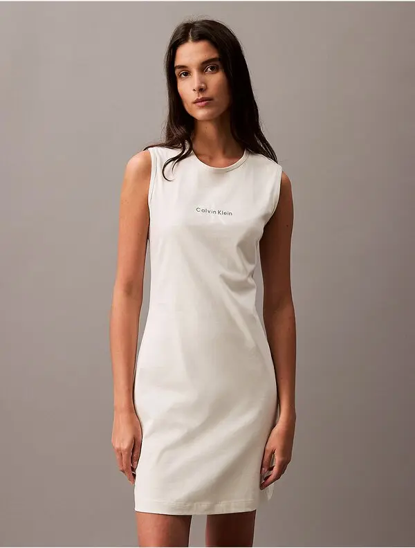 Calvin Klein Monologo Sleeveless T-Shirt Dress In Icicle - 60% Off |  Editorialist