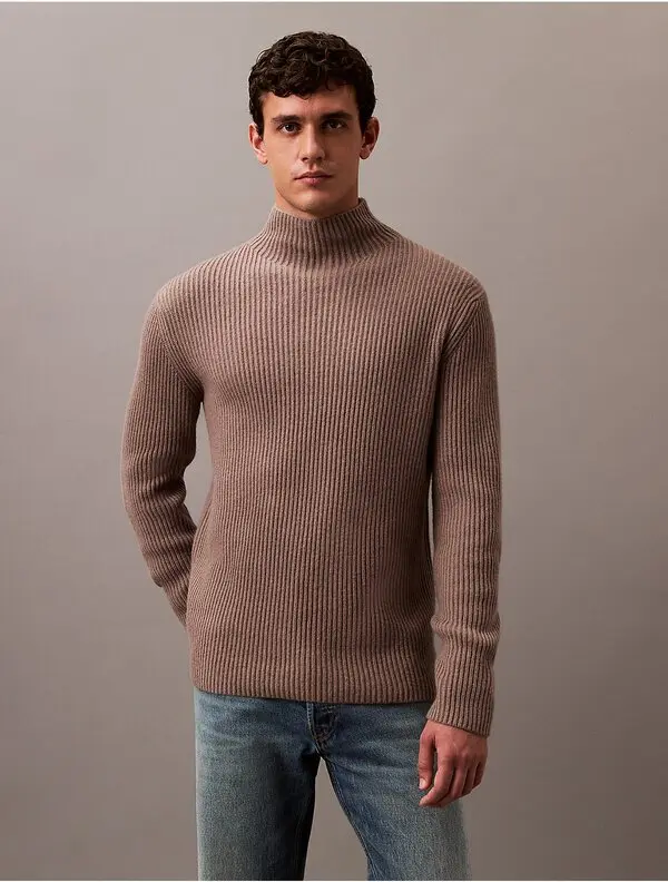 Calvin Klein Wool-blend Mock Neck Sweater - Driftwood