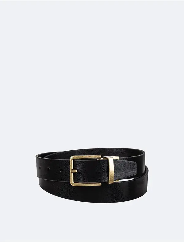 Calvin Klein Saffiano Leather Reversible Belt - Black/black Saffiano