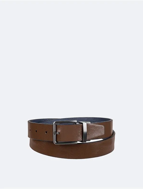 Calvin Klein Saffiano Leather Reversible Belt - Brown/blue