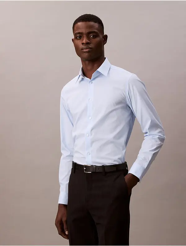 Calvin Klein Solid Slim Fit Button-down Shirt - Blue