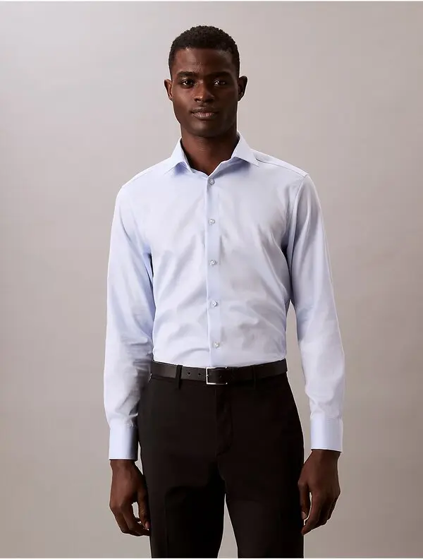 Calvin Klein Solid Slim Fit Button-down Shirt - Blue