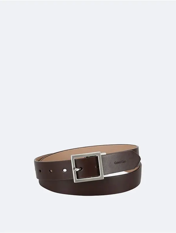 Calvin Klein Reversible Center Bar Buckle Belt - Chicory Coffee / Praline