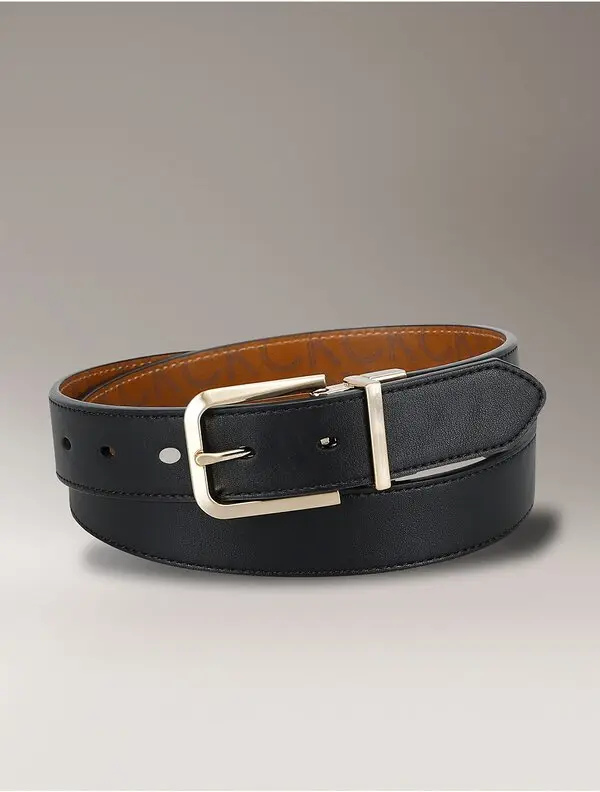 Calvin Klein Reversible Monogram Logo Belt - Black / Logo