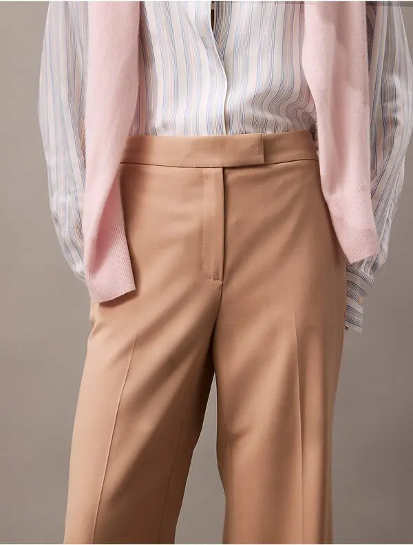 Calvin Klein Wool Gabardine Blend Flared Trousers - Amphora