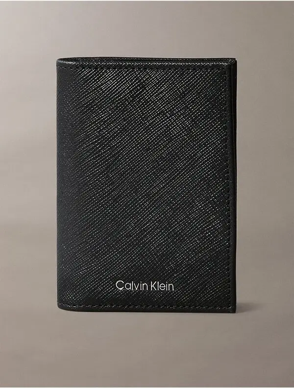Calvin Klein Refined Saffiano Compact Bifold Wallet - Black