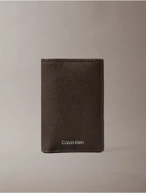 Calvin Klein Refined Saffiano Compact Bifold Wallet - Ck Dark Brown
