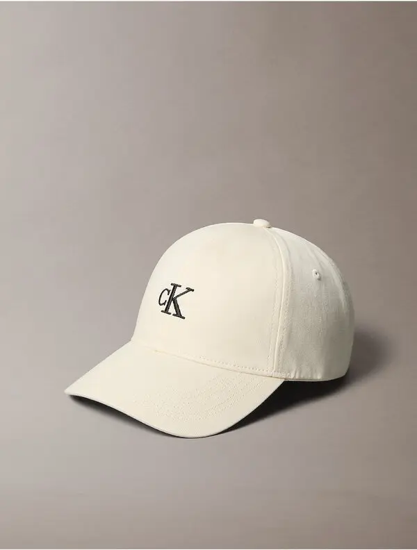 Calvin Klein Compact Monogram Baseball Cap - Bone White