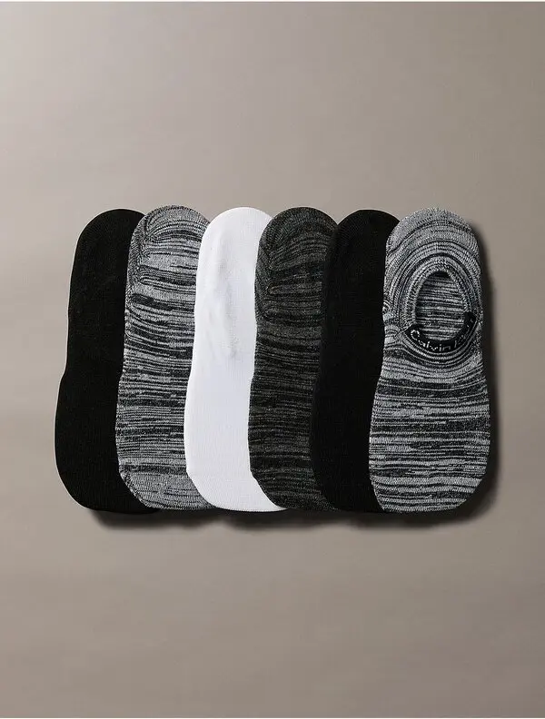 Calvin Klein Flat Knit 6-pack Sock Liners - Charcoal Heather Multi