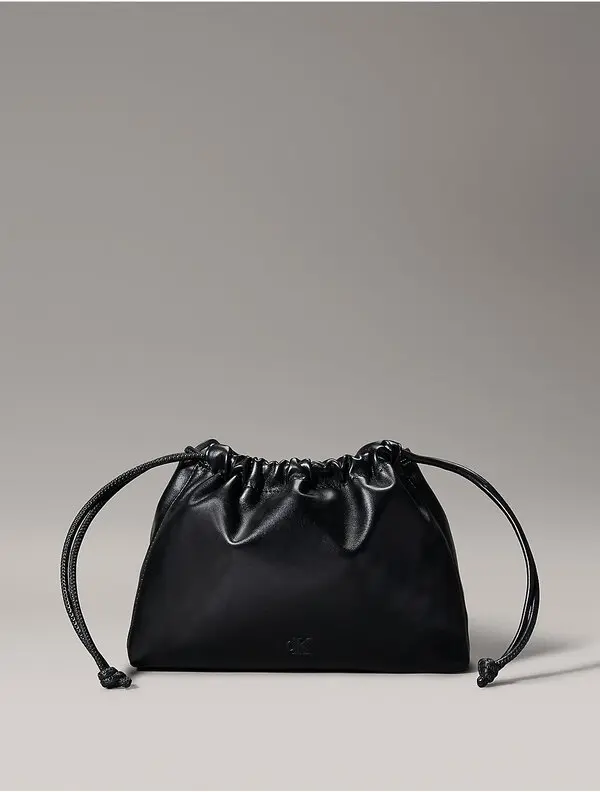 Calvin Klein Monogram Drawstring Crossbody Bag - Black