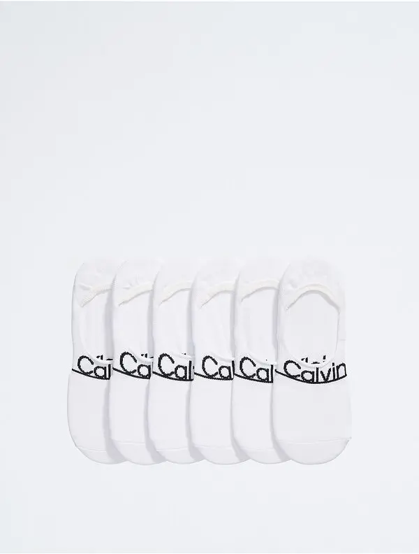 Calvin Klein 6-pack Flat Knit Liner Socks - White