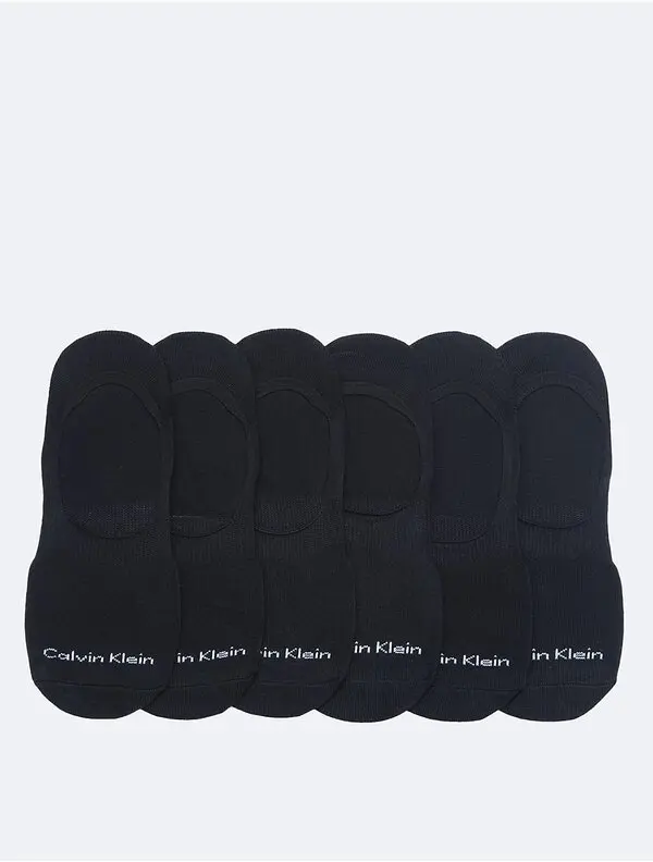 Calvin Klein Flat Knit Logo 6-pack Liner Socks - Black