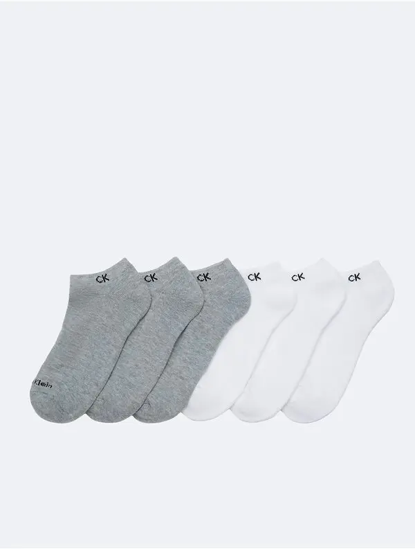 Calvin Klein Cushion 6-pack No Show Socks - Grey Heather / White