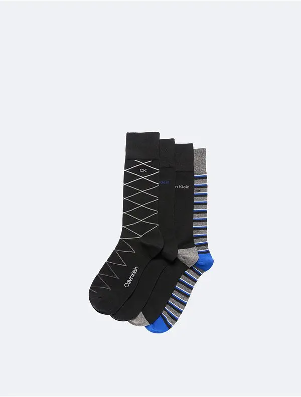 Calvin Klein 4-pack Patterned Dress Socks - Black / Grey