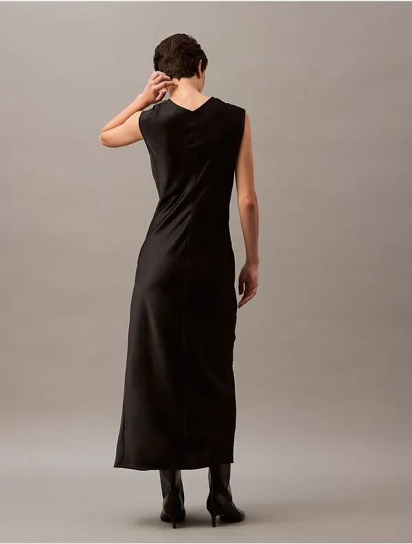 Calvin Klein Sleeveless Satin Maxi Dress In Black Beauty - 30% Off |  Editorialist
