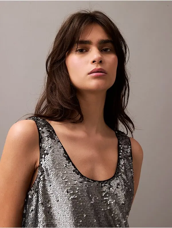 Calvin Klein Sequin Tank Top - Dark Grey