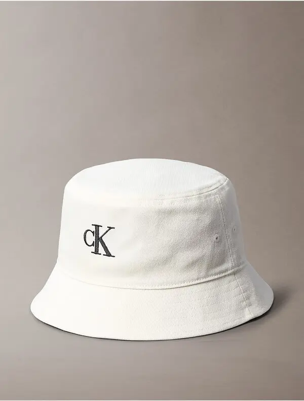 Calvin Klein Compact Monogram Bucket Hat - Bone White