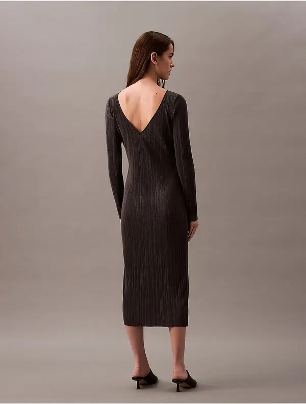 Calvin Klein Plisse Midi Dress - Ebony - 61% Off | Editorialist