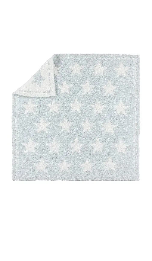 Barefoot Dreams Cozychic Dream Receiving Blanket In Baby Blue - Aqua Ice White Stars