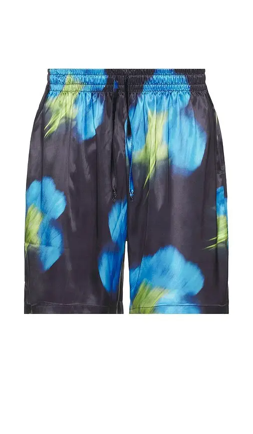 FLANEUR Blurred Flower Print Sateen Shorts - Black
