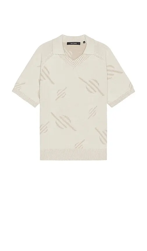 DAILY PAPER Monogram Knit Polo In Cream