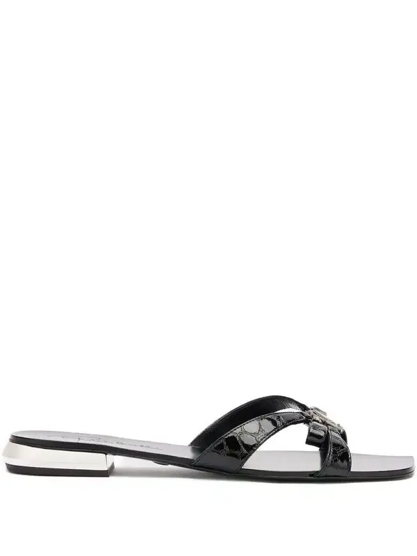 Roberto Cavalli Embellished Flat Sandals - Black
