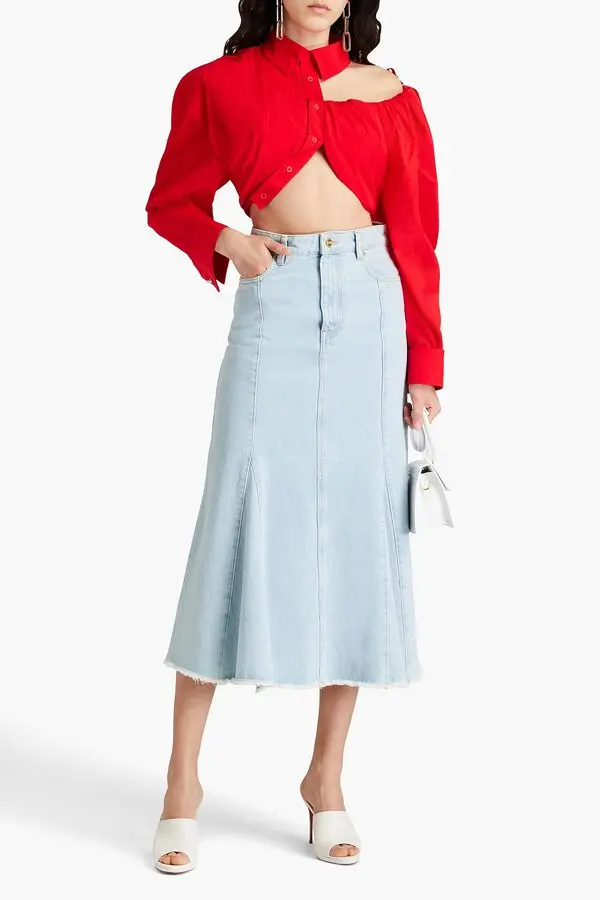Jacquemus Cropped Cutout Taffeta Shirt