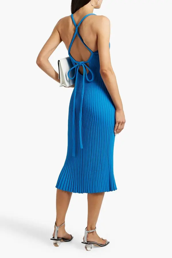 Proenza Schouler Vida Ribbed-knit Midi Dress - Azure
