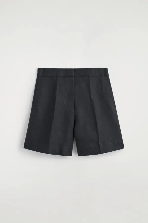Cos Tailored Elasticated Linen Shorts - Black
