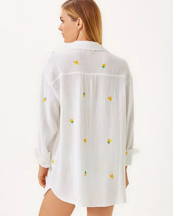 LILLY PULITZER Kwitney Long Sleeve Cover-up - Honeycomb Lemon Bee Half Drop