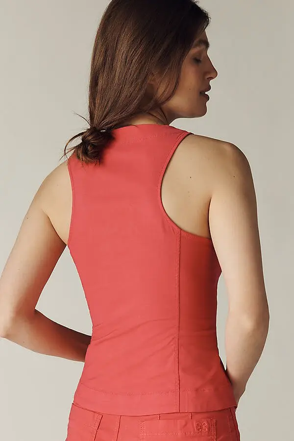 Anthropologie Halsey Slim Button-front Vest Top