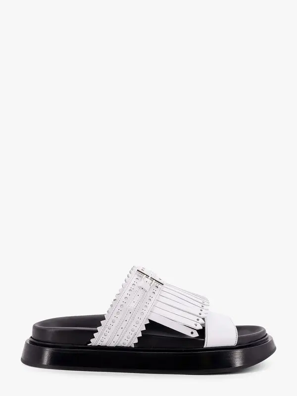 Alexander McQueen Leather Fringe Sandals - White
