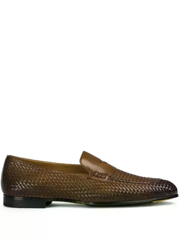 DOUCAL'S Woven Leather Loafers - Brown