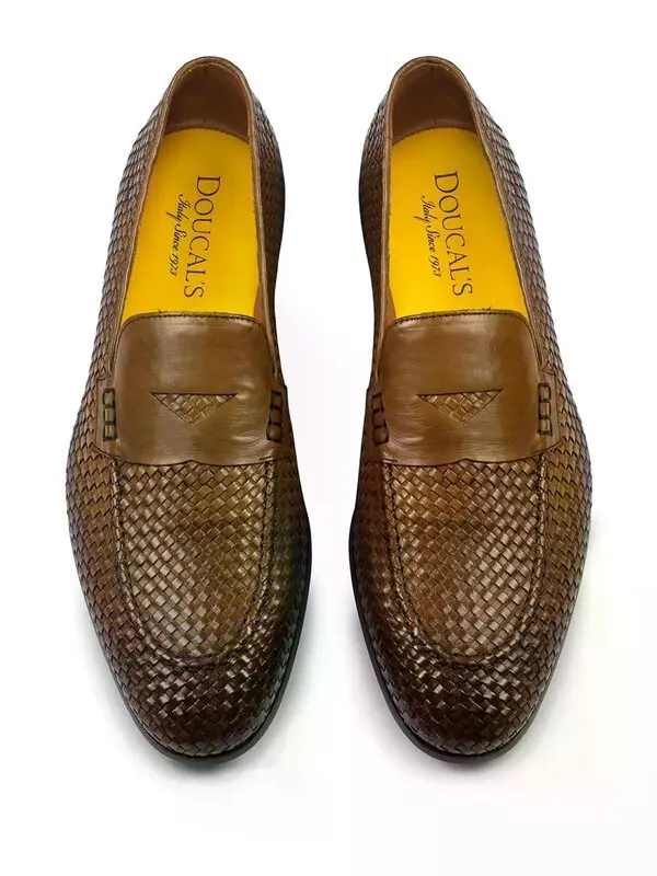 DOUCAL'S Woven Leather Loafers - Brown