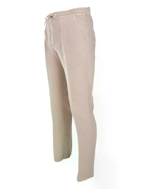 120% Lino Drawstring-waist Trousers - Neutrals
