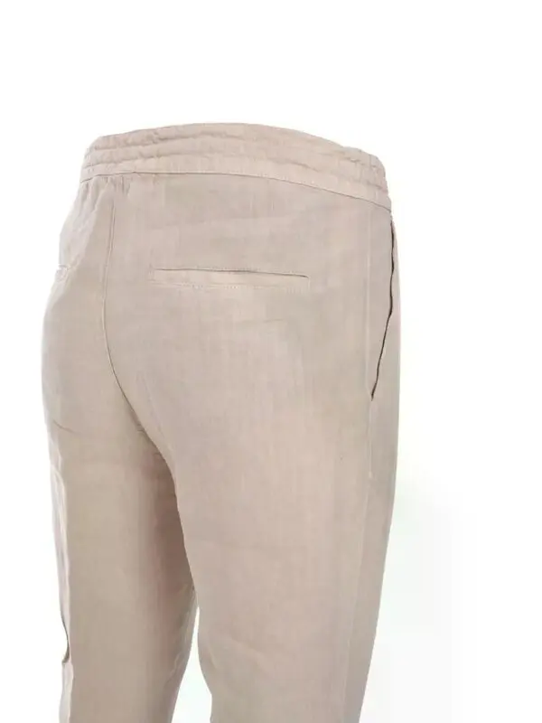 120% Lino Drawstring-waist Trousers - Neutrals