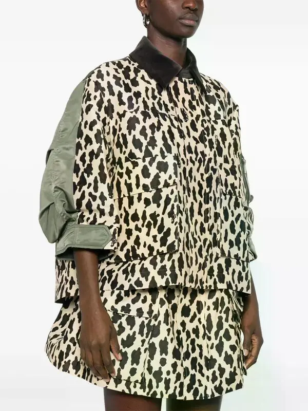 Sacai Leopard-Print Bomber Jacket - Green | Editorialist
