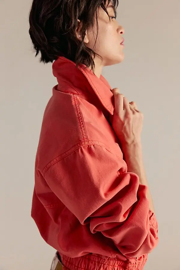 Free People Birdie Track Jacket - Poppy Red