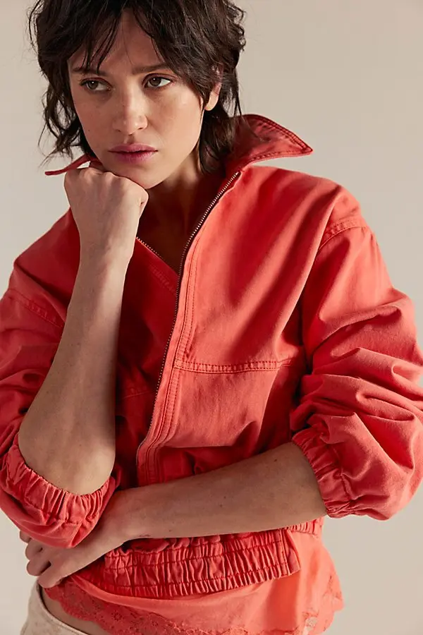 Free People Birdie Track Jacket - Poppy Red