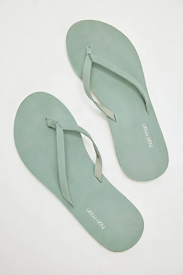 HARI MARI Meadows Leather Flip Flops - Sage