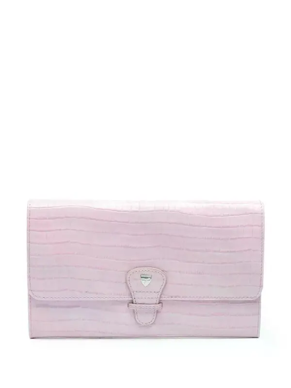 ASPINAL OF LONDON Crocodile-embossed Travel Wallet - Pink